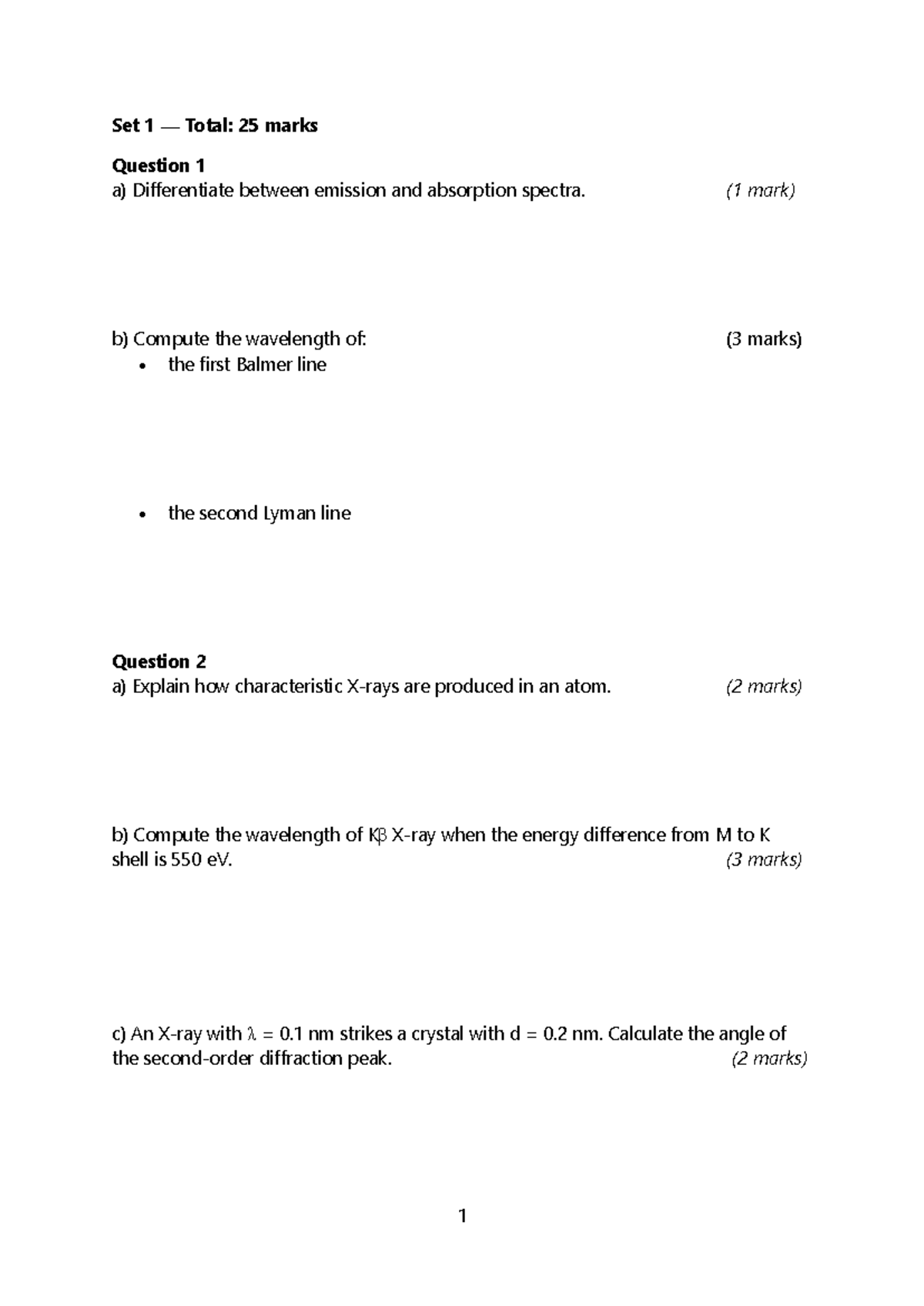 PHY310 Extra Questions: Emission, Absorption Spectra & Nuclear Physics ...