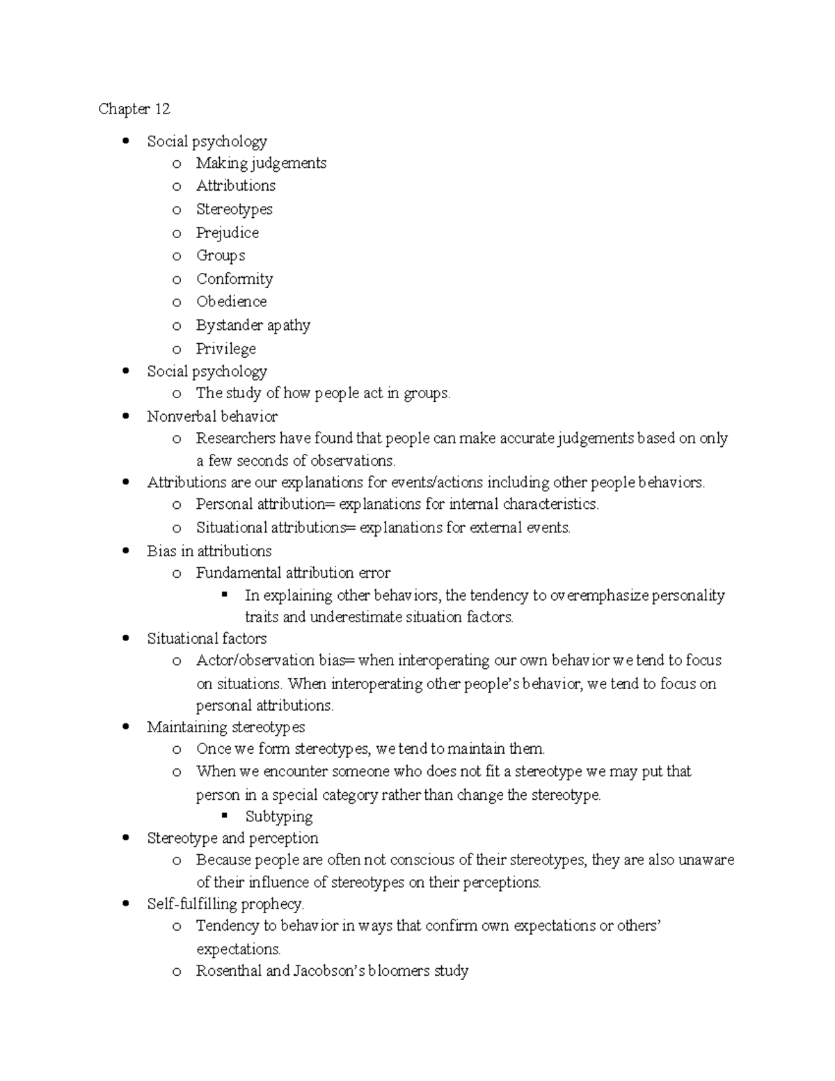 Psychology 150: Key Concepts in Social Psychology (Chapter 12) - Studocu