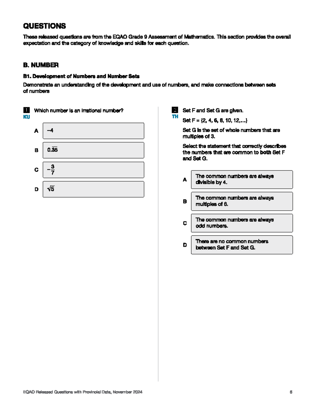 2024 EQAO Grade 9 Math Released Qs: Comprehensive Overview - Studocu