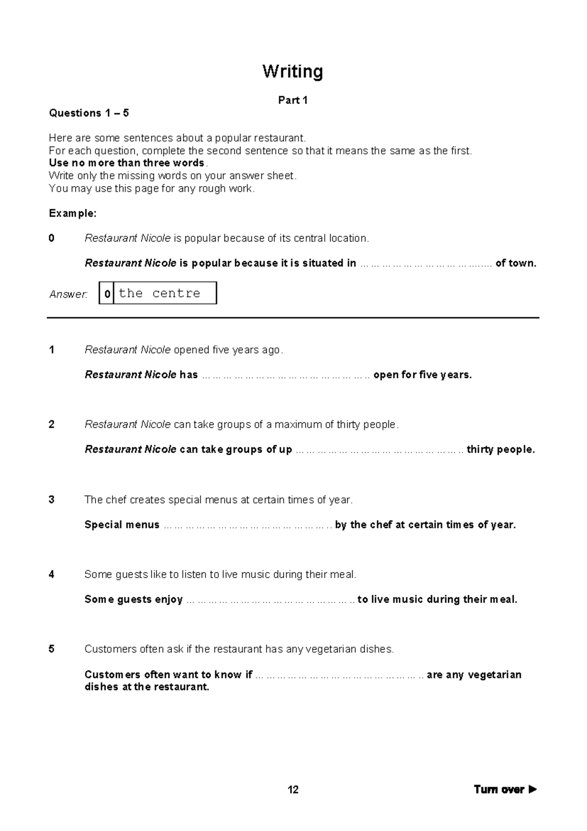 Cambridge English Preliminary Writing Practice Exercises 1 - Studocu