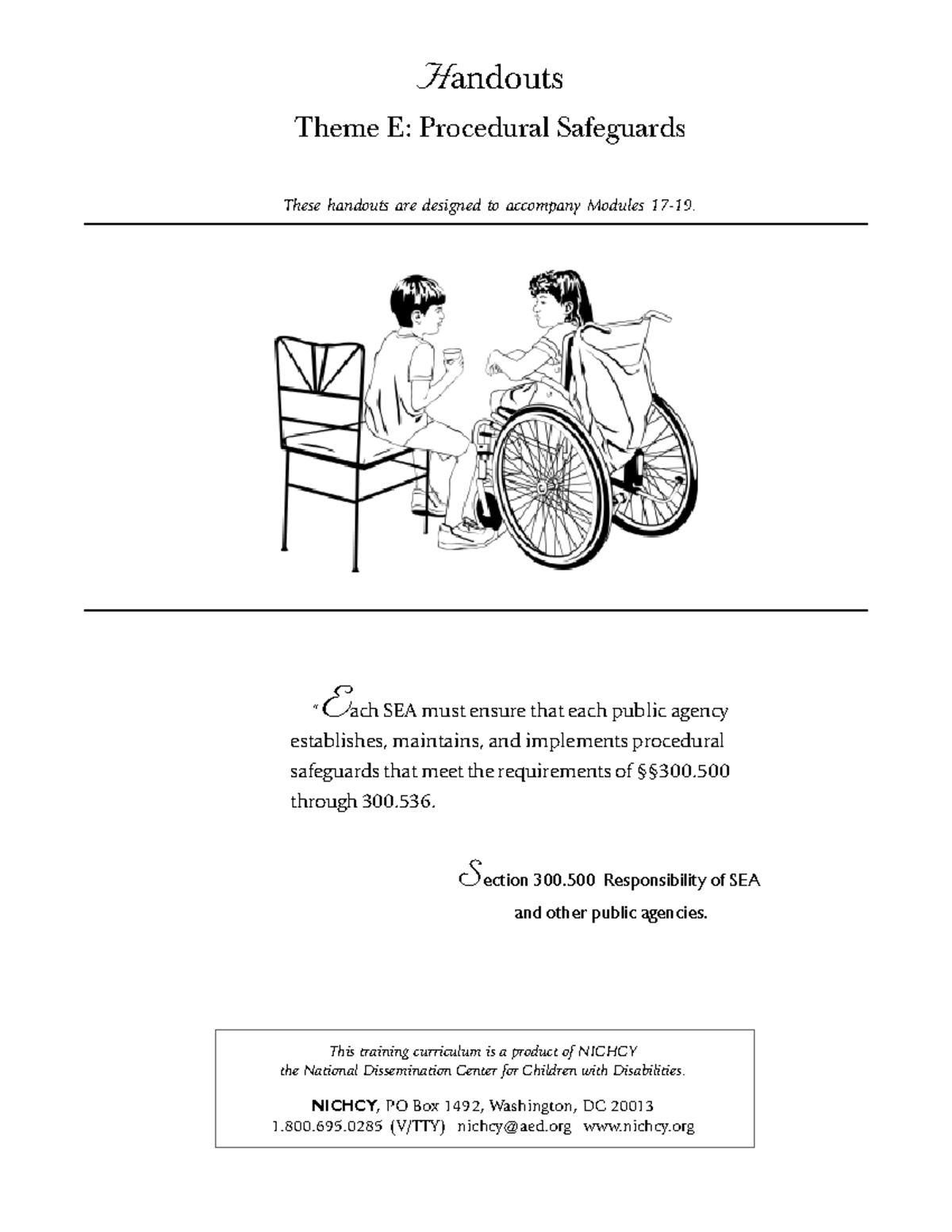 E-handouts - E-handouts.pdf - Theme E: Procedural Safeguards Handouts “ Each SEA must ensure ...