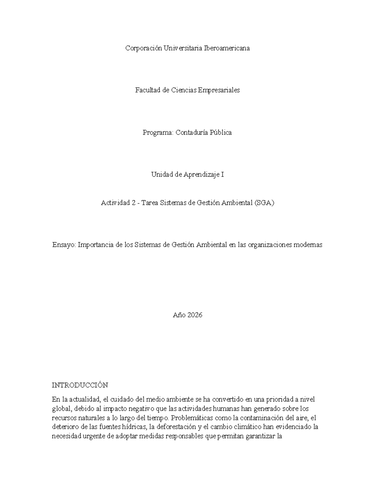 Actividad 2 - Tarea: Importancia de los SGA en Organizaciones Modernas ...