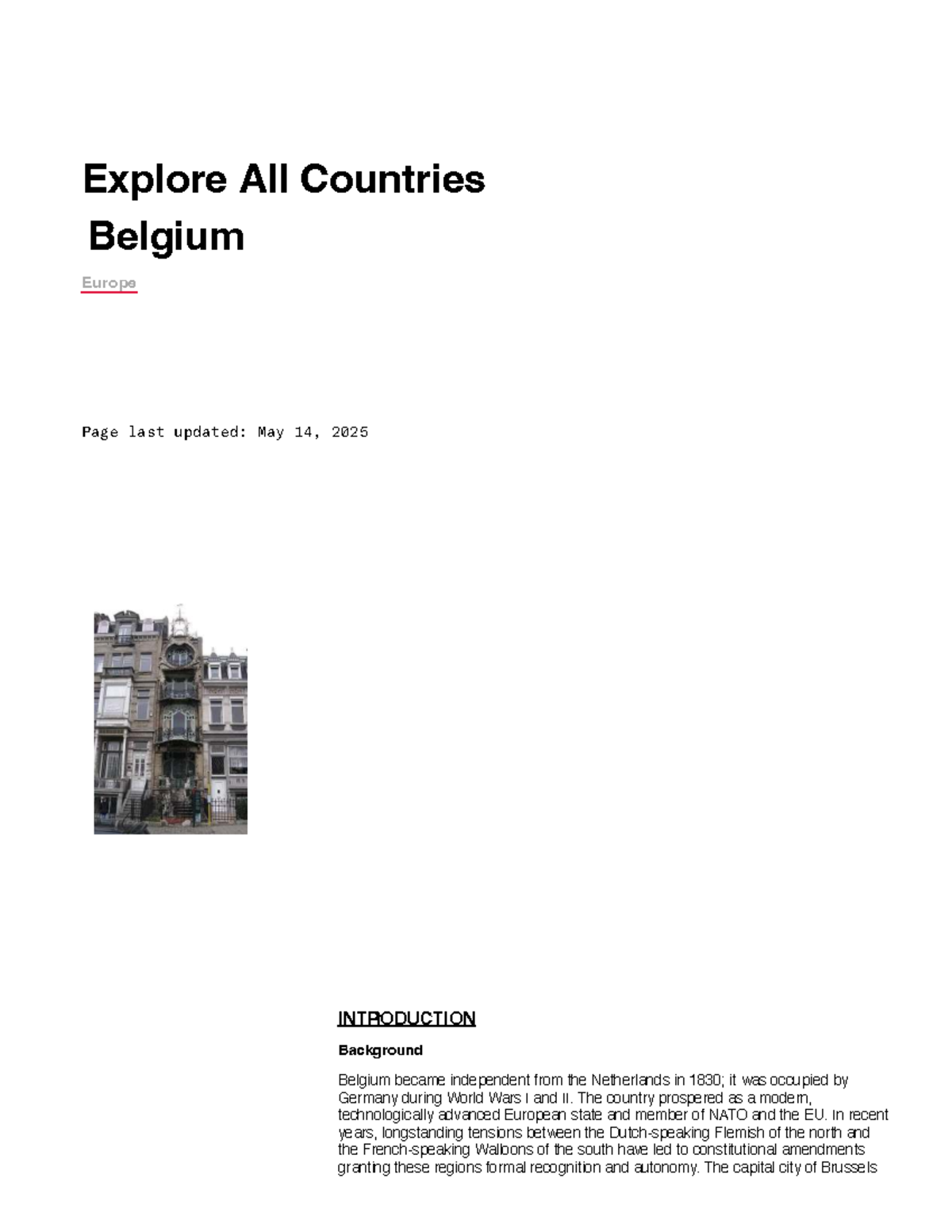 Belgium: Overview and Key Facts - The World Factbook (2025) - Studocu