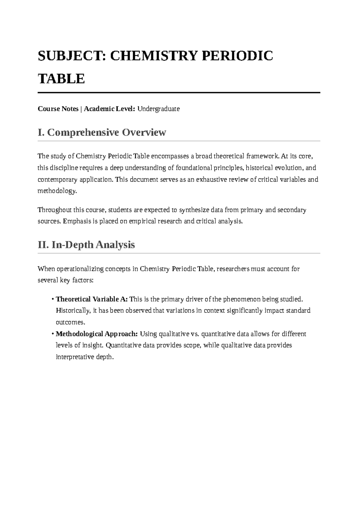 CHEM 101: Comprehensive Course Notes on Periodic Table - Studocu