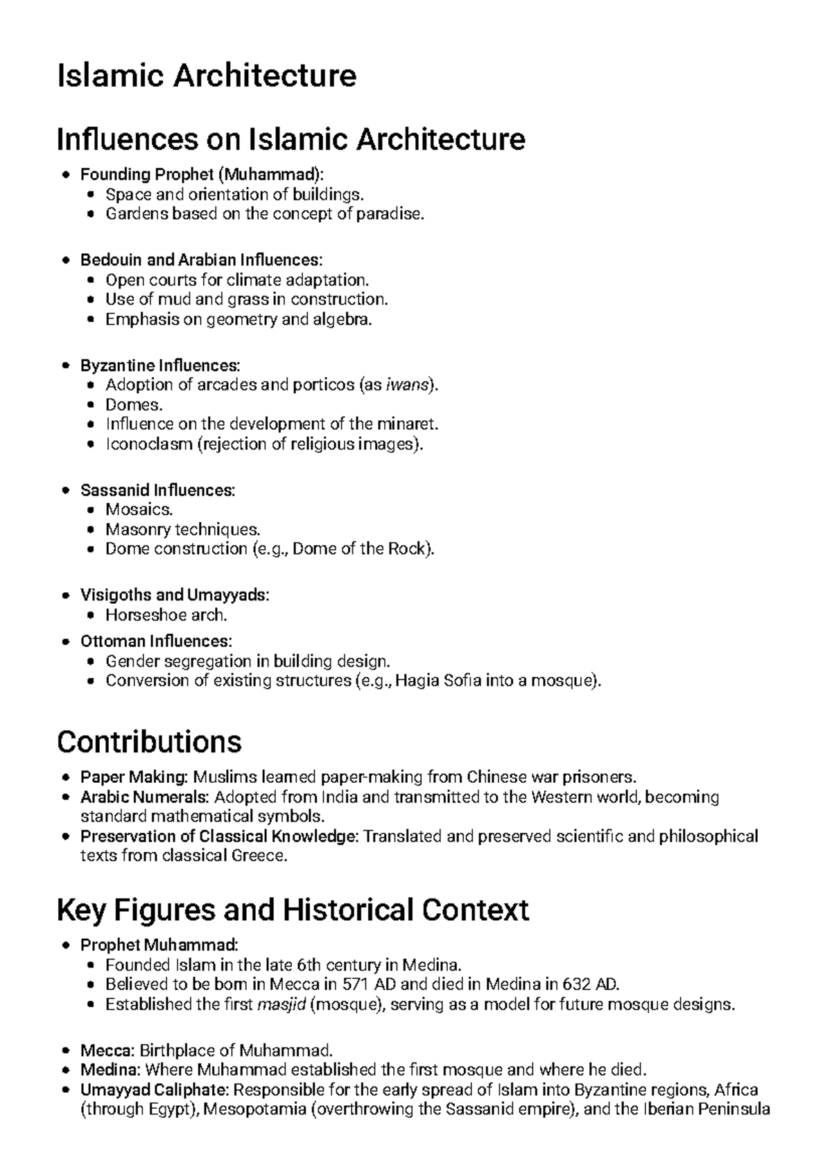 Overview of Islamic Architecture: Study Guide (ARCH 101) - Studocu