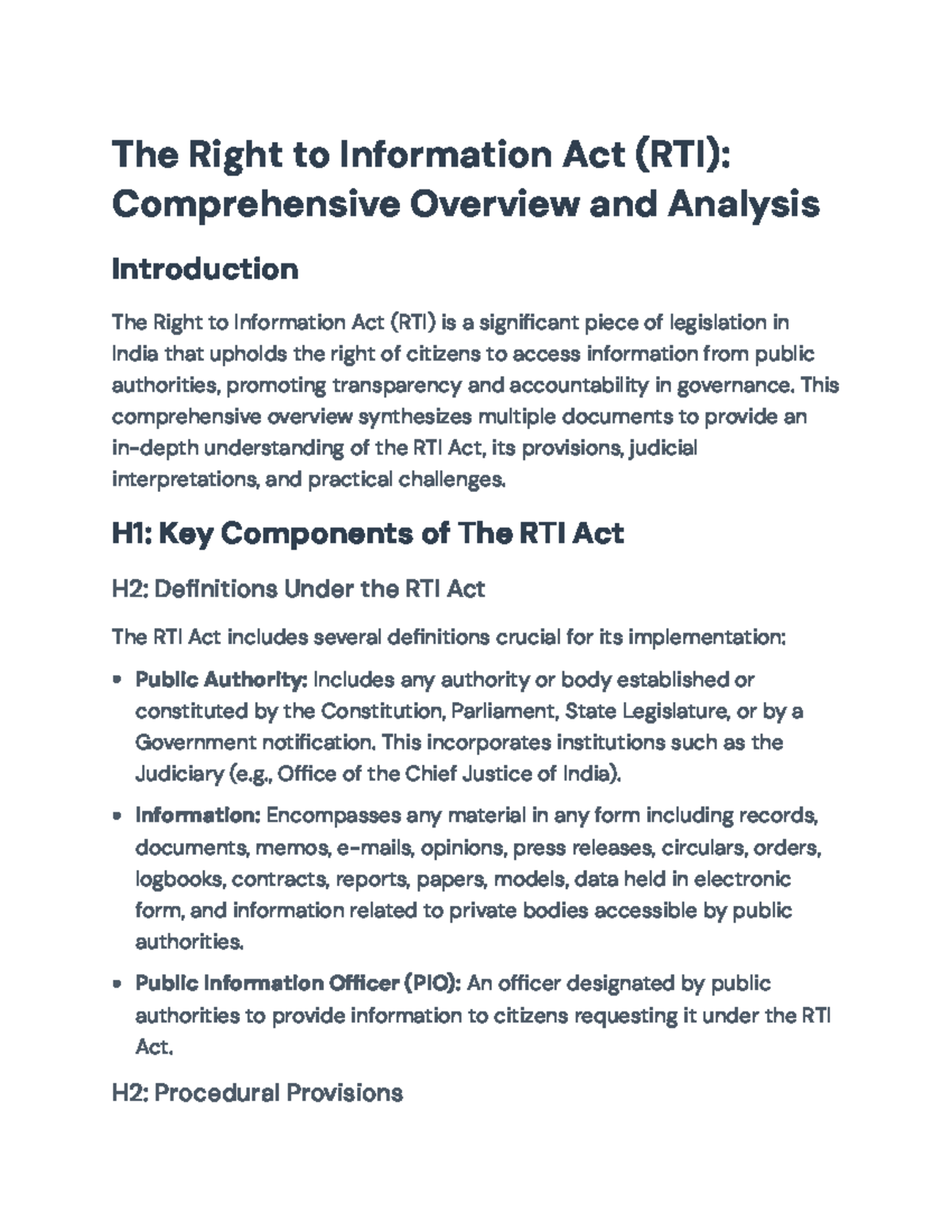 RTI 101: Comprehensive Overview of The RTI Act's Key Features ...