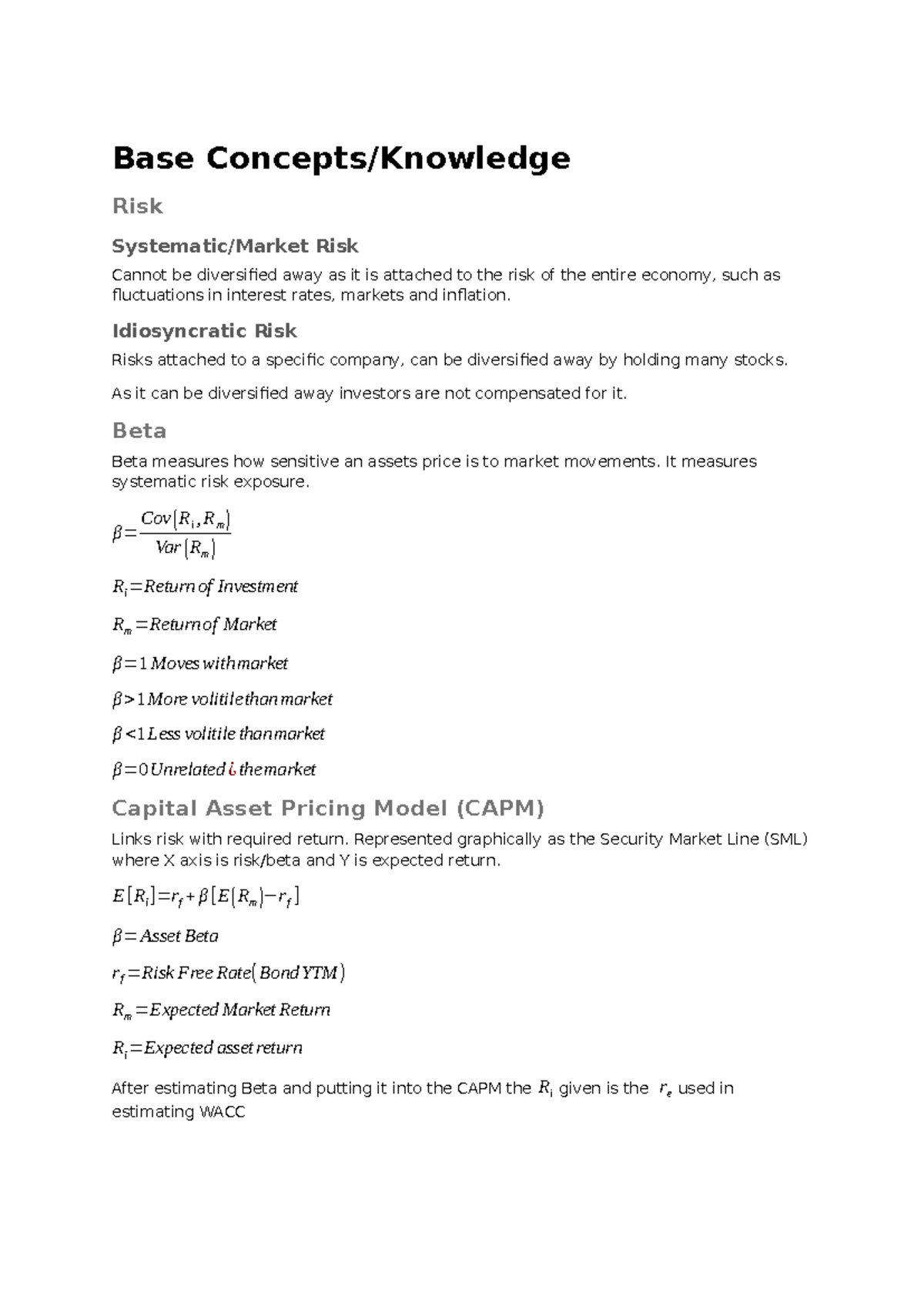 FINC2012 Lecture Notes: Understanding Risk, CAPM, and NPV - Studocu