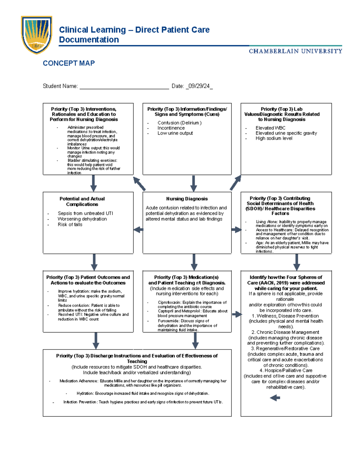 Concept MAP FORM - Clinical Learning – Direct Patient Care Documentation CONCEPT MAP Student ...