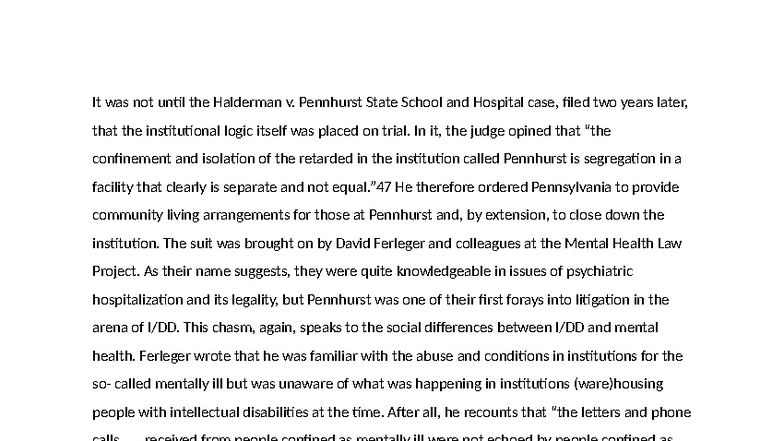 Halderman v. Pennhurst: Legal Battles in Deinstitutionalization - Studocu