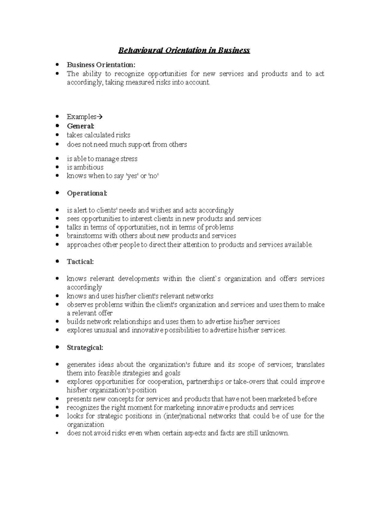 Behavioural Orientation in Business - Unit 2 Overview - Studocu