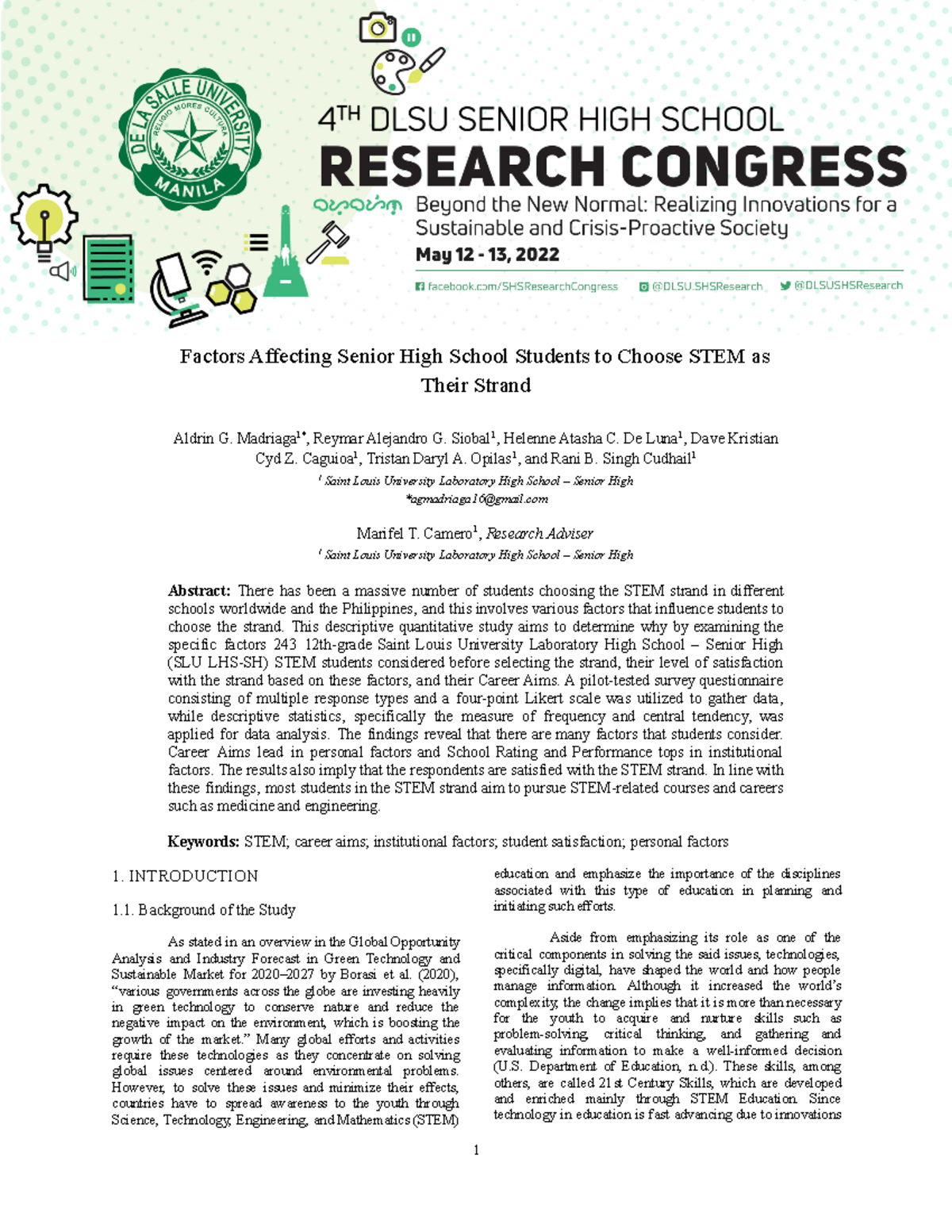 Factors Affecting SLU LHS-SH Students' Choice of STEM Strand - Studocu