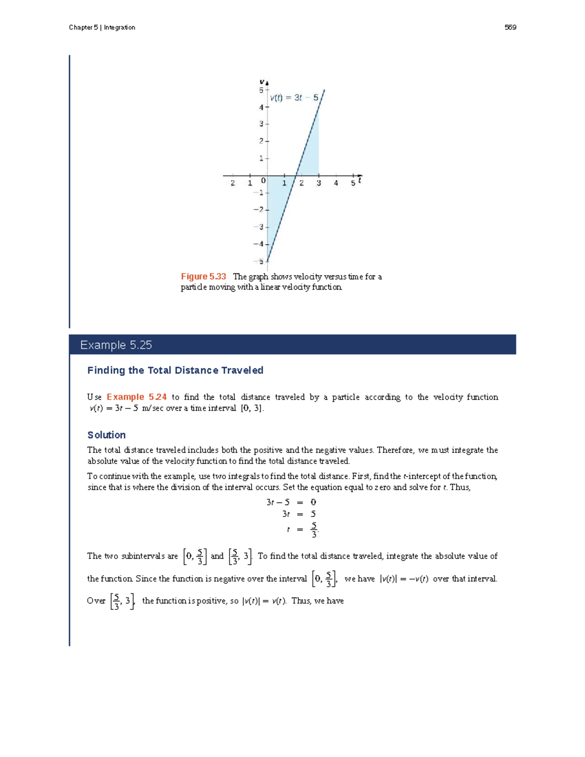 Chapter 5: Integration and Total Distance Traveled in Calculus 569 ...