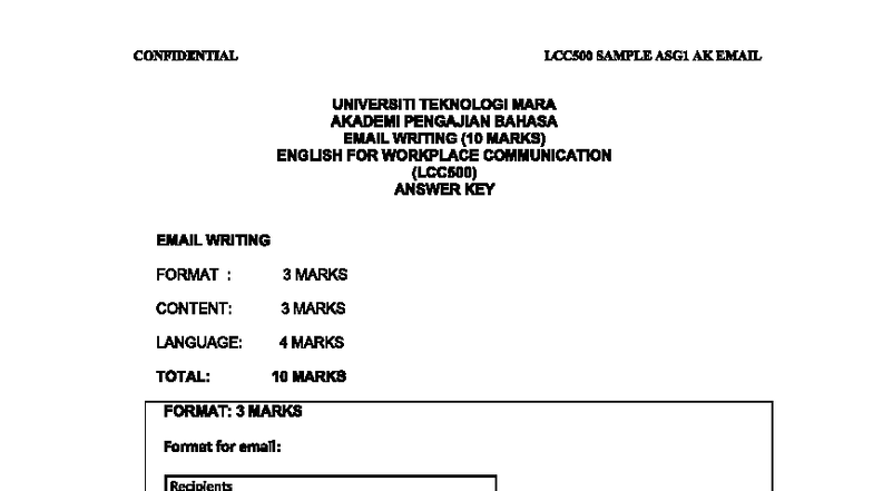 LCC500 Week 4 Email Writing Format & Sample Answer Key - Studocu