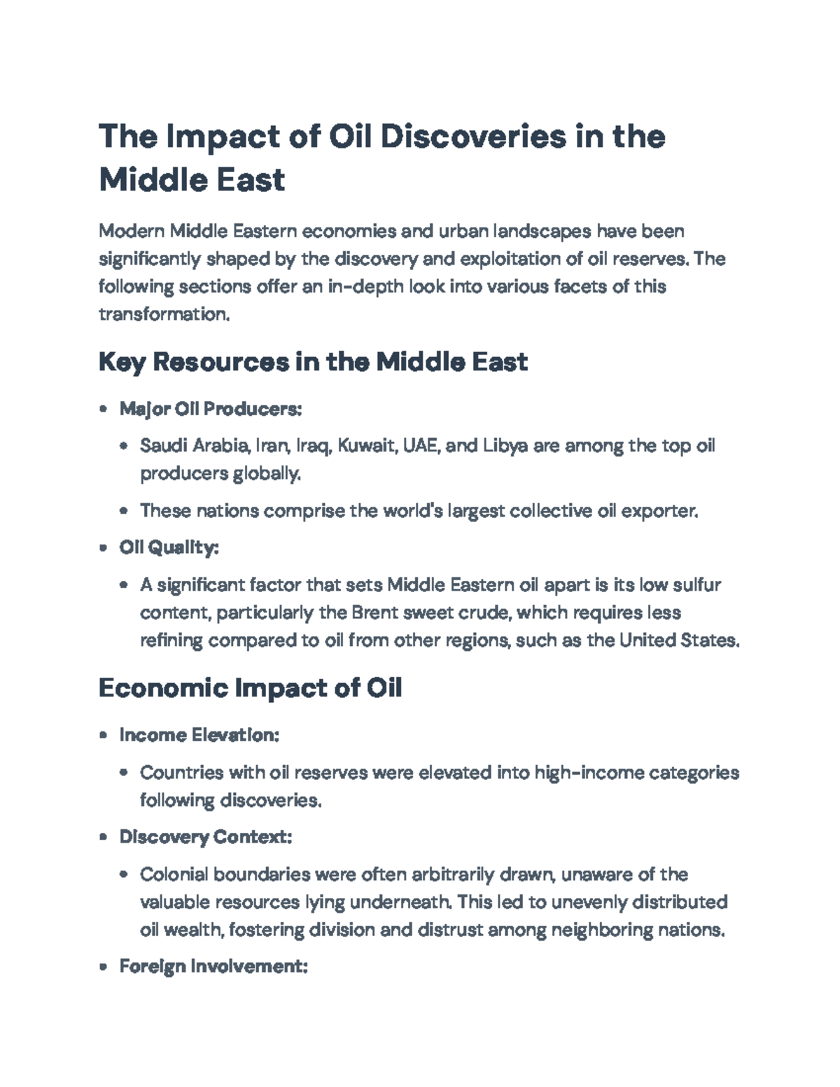 The Impact of Oil Discoveries in Middle Eastern Economies and Society ...