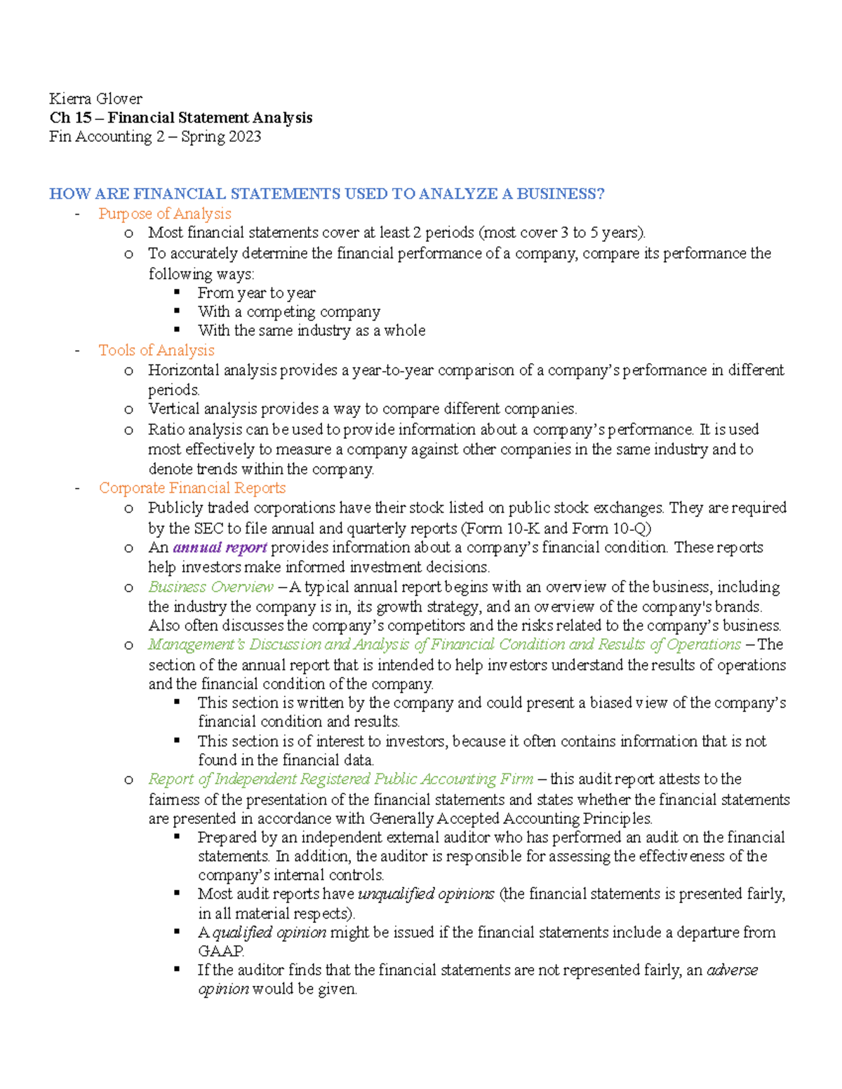 Ch 15 - Analyzing Financial Statements in Fin Accounting 2 - Studocu