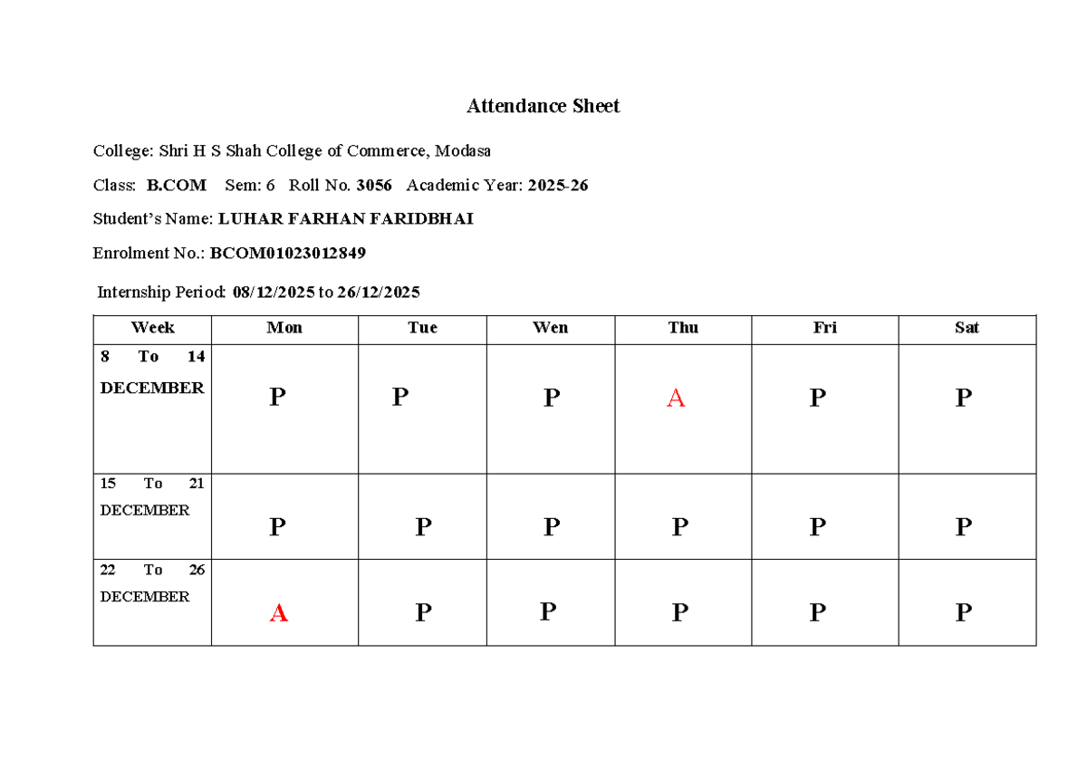 Attendance Sheet - Copy - Teaching And Learning - Attendance Sheet ...