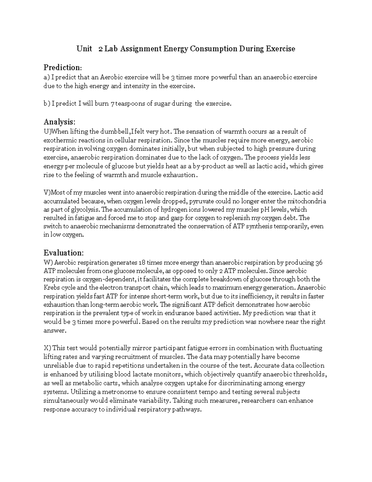 Energy consumption during exercise prediction: U2A9 lab analysis - Studocu