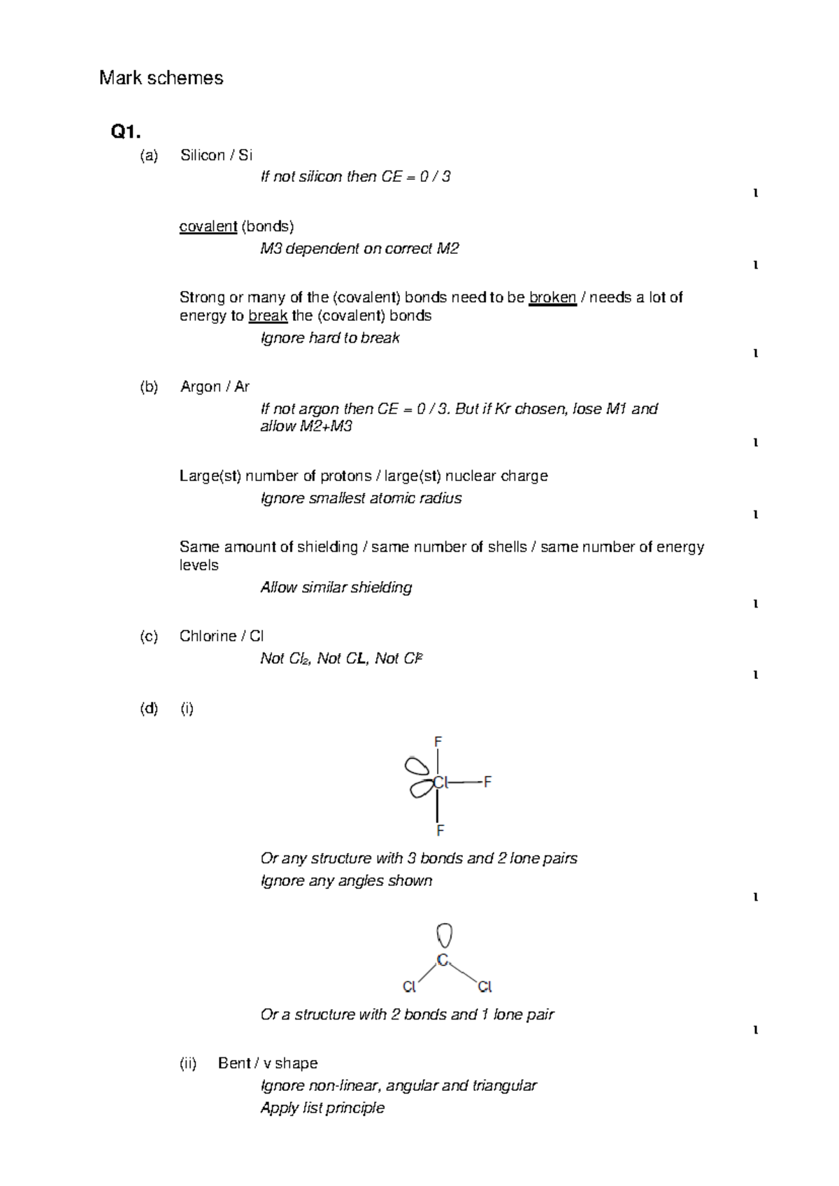 Periodicity Exam Questions Mark Schemes (MS) - Studocu