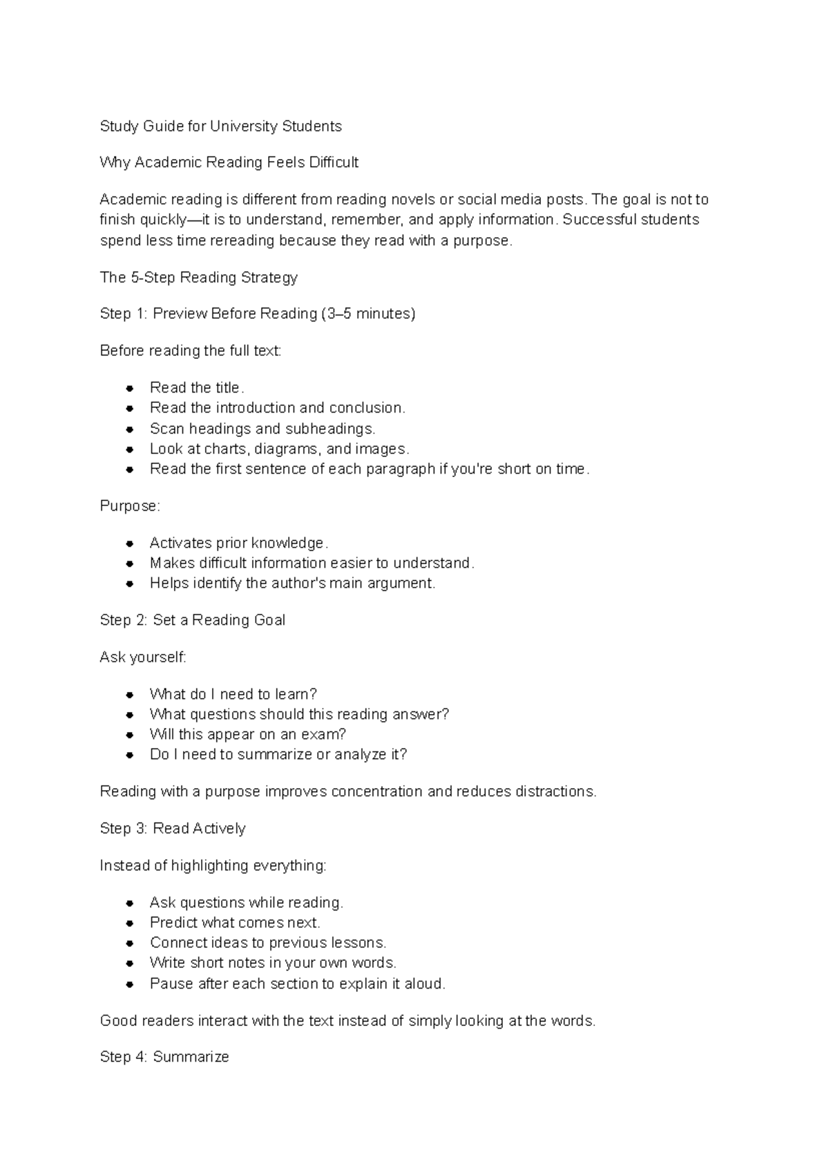 Academic Reading Strategies: A Study Guide for University Students ...