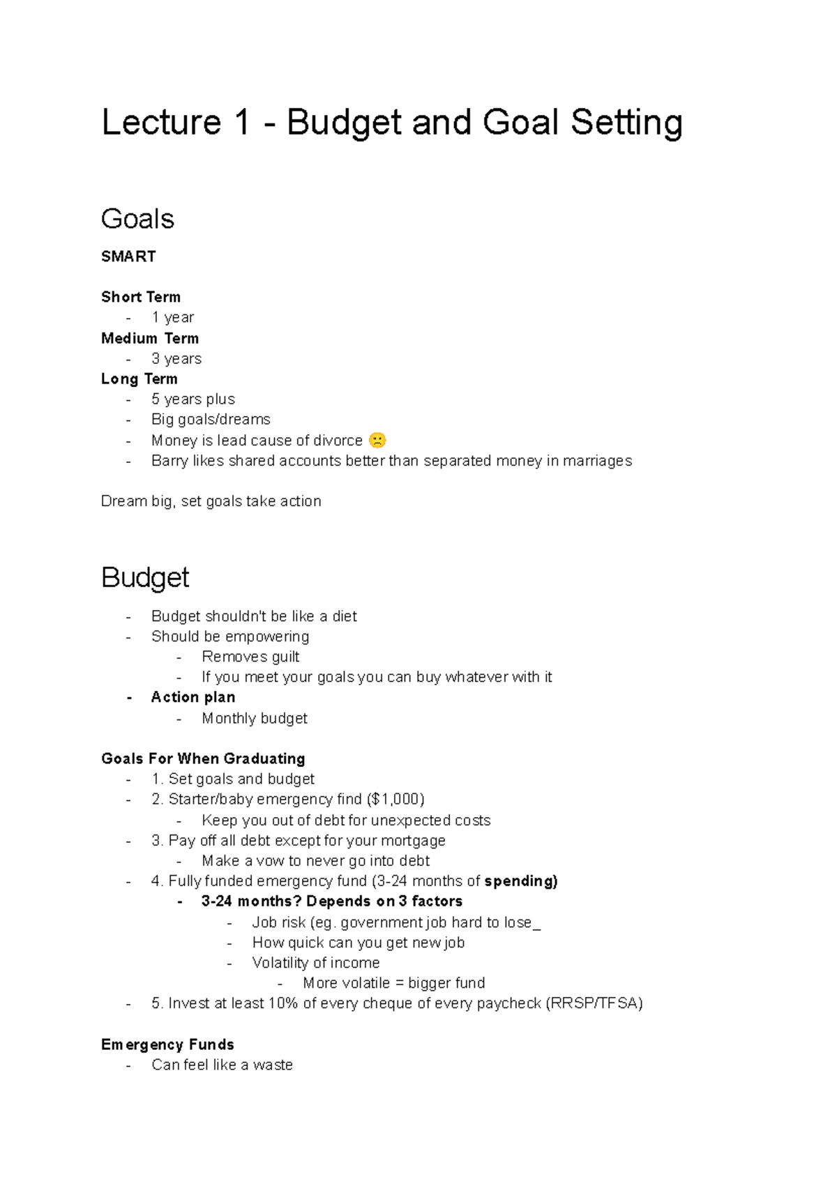 Lecture 1 - Budget and Goal Setting - Lecture 1 - Budget and Goal ...