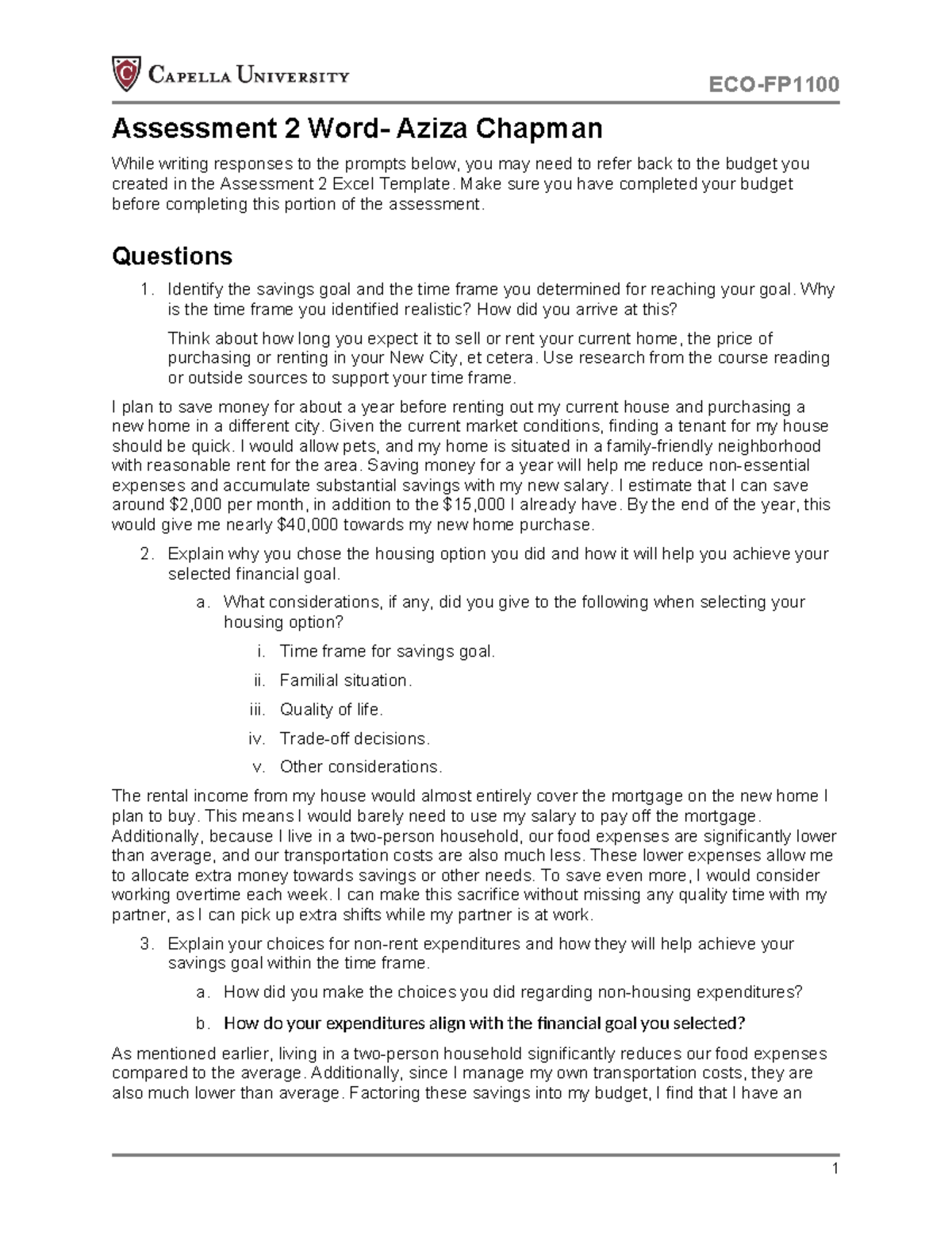 Ecofpx 1150 Chapman Aziza 2 1Word - ECO-FP Assessment 2 Word- Aziza ...