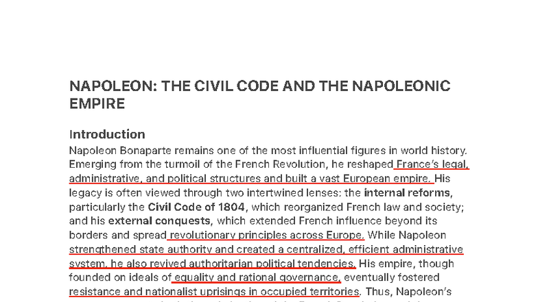 Napoleon: The Civil Code & Empire (HIST 101) - A Comprehensive Overview ...