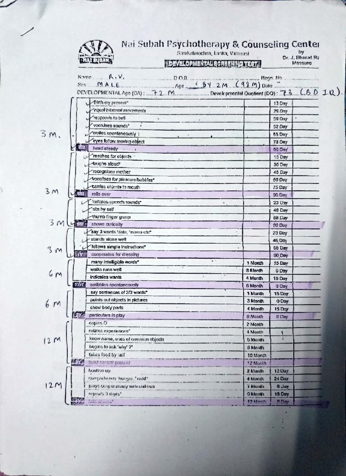 DST - Developmental Screening Test for NaiSubah Psychotherapy Center ...