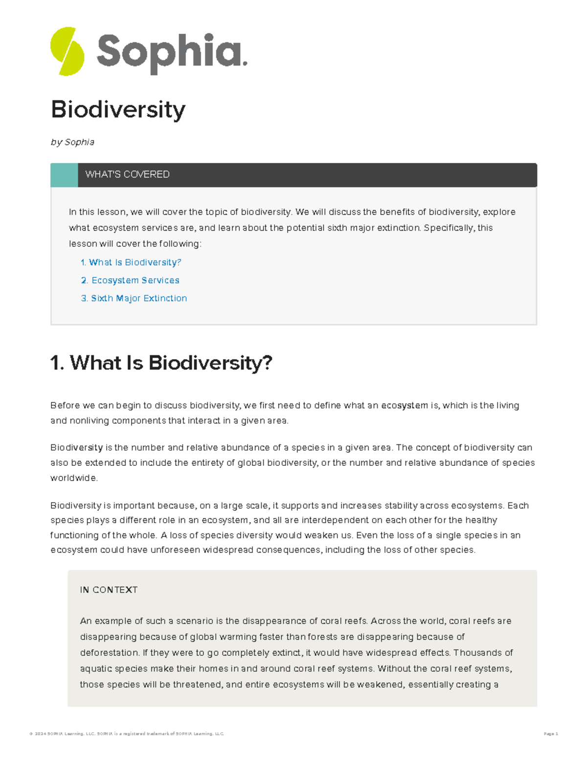 Biodiversity Lesson: Understanding Ecosystem Services & Extinction ...