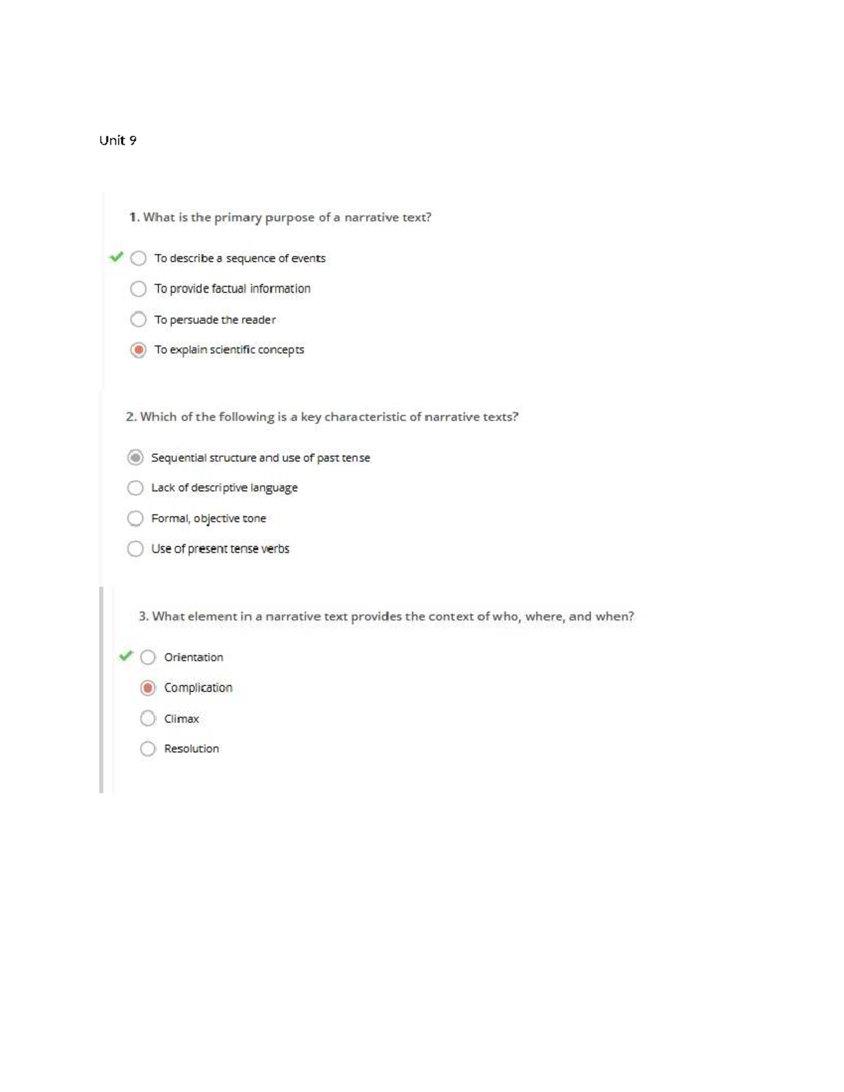 Unit 9: Narrative and Descriptive Texts Review Notes - Studocu