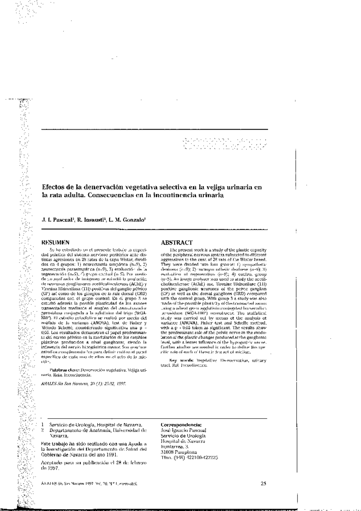 Efectos de la Denervación Vegetativa Selectiva en la Vejiga Urinaria en Ratas - Studocu