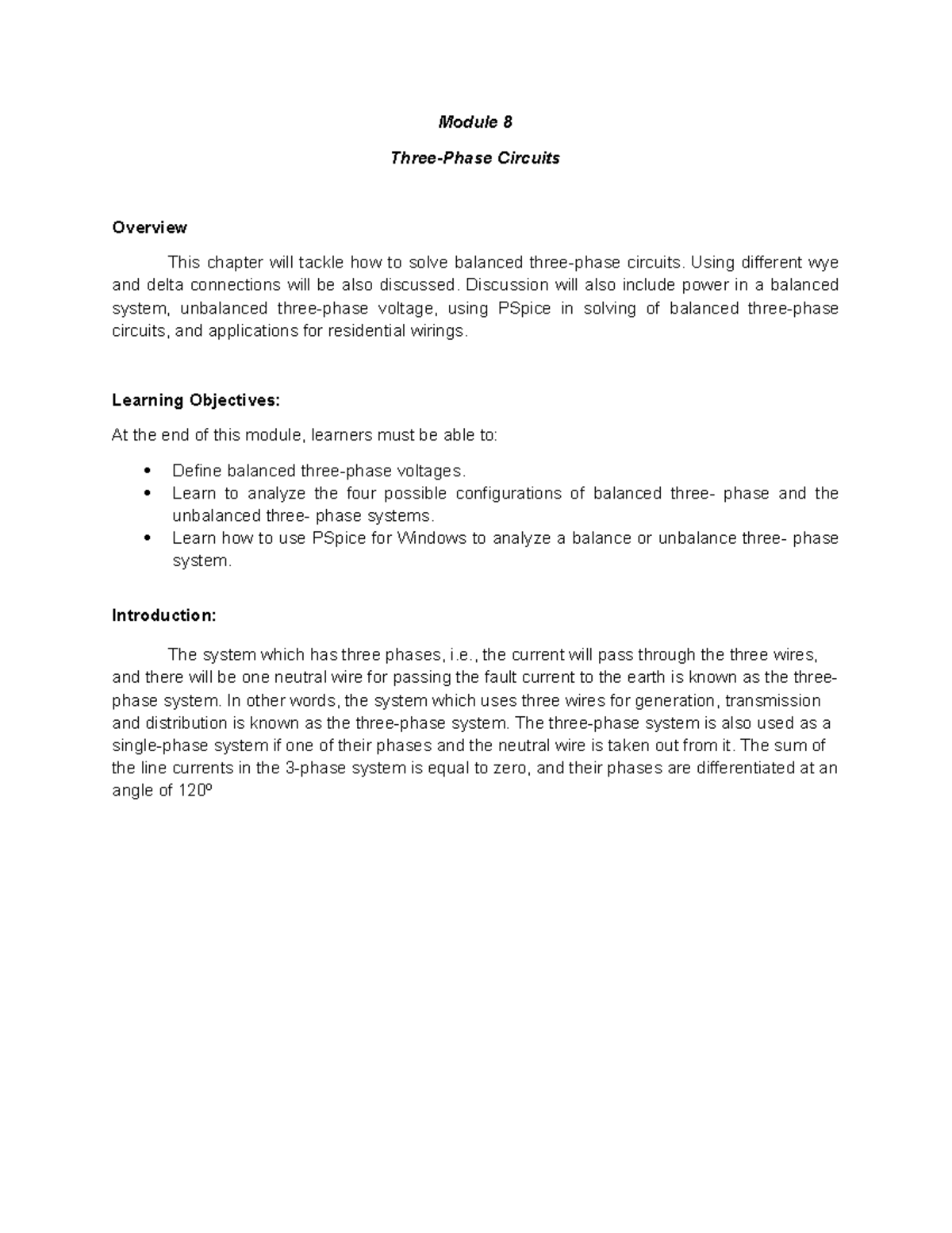 Module 8 - Lecture Notes on Three-Phase Circuits and Analysis - Studocu