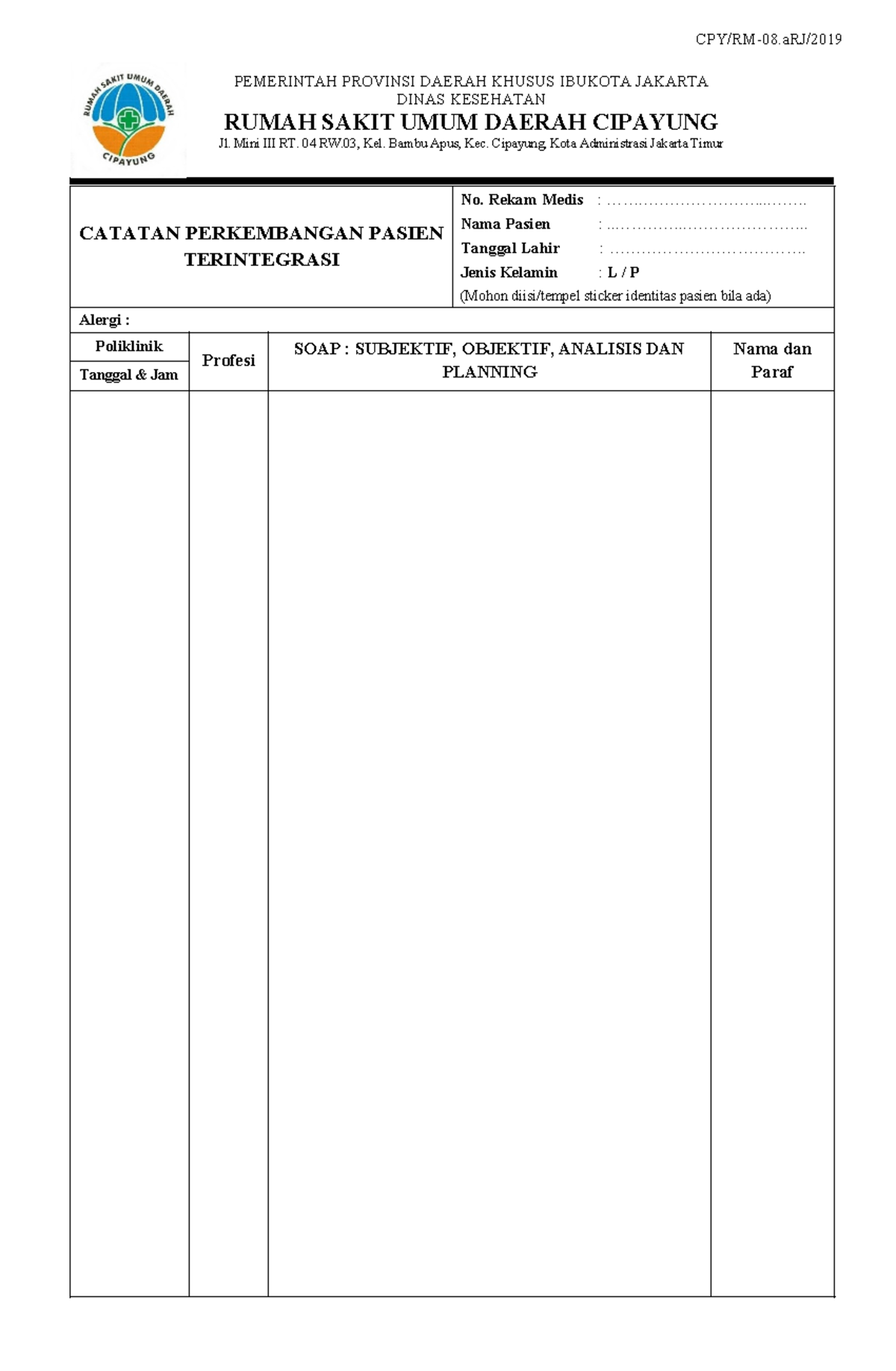 AP 2 Catatan Perkembangan Pasien - Rawat Jalan Terintegrasi - Studocu