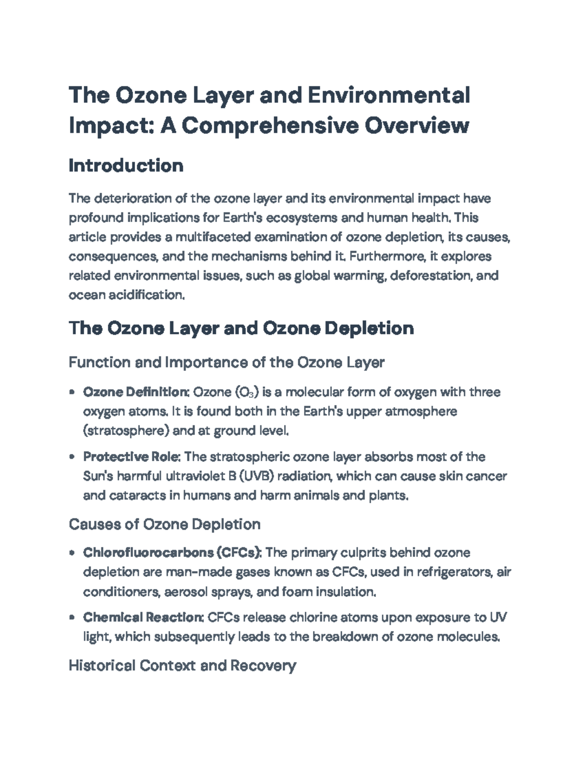 Ozone Layer Depletion: Causes, Impacts, and Environmental ...