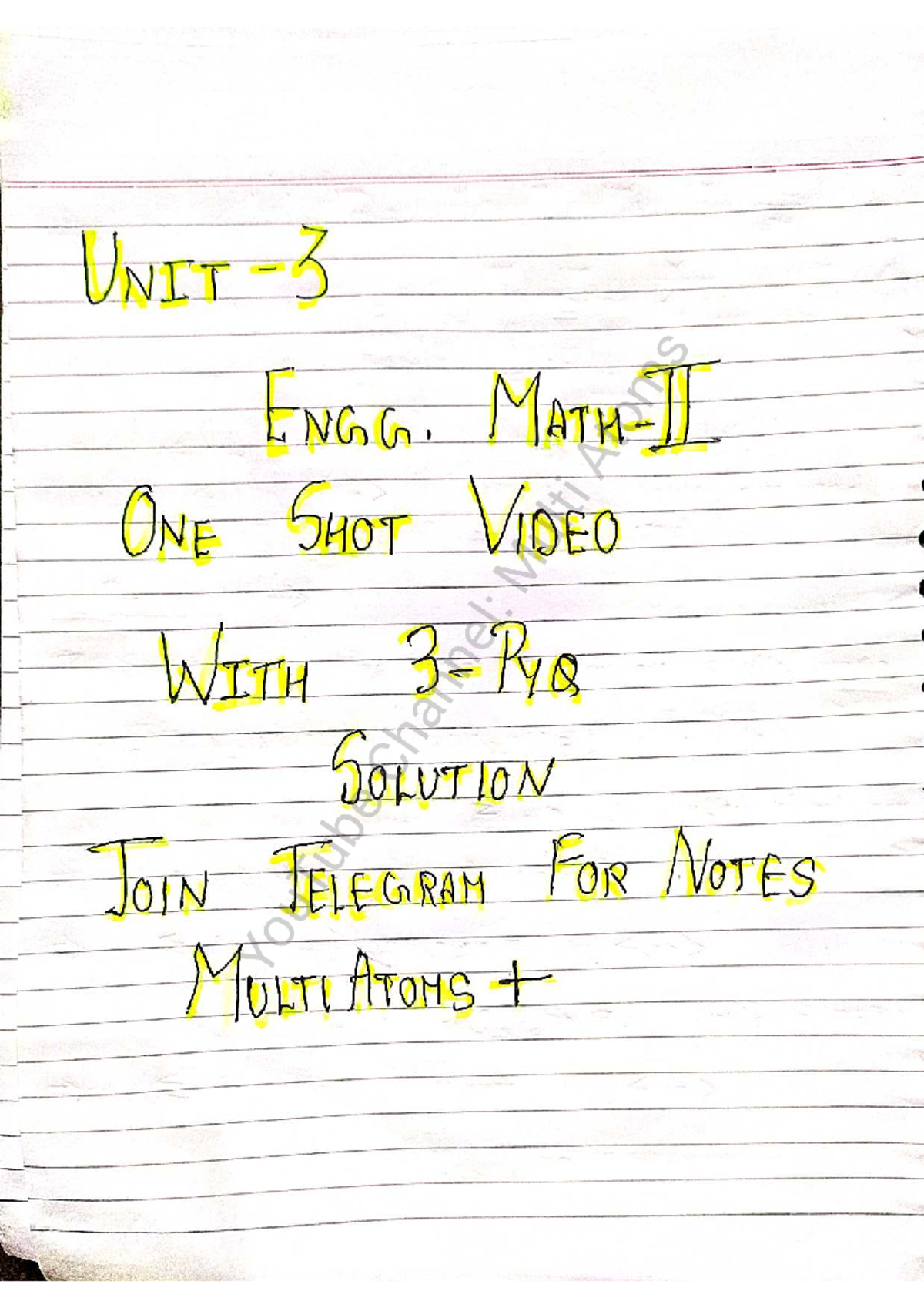 ENGG. MATH II: ONE SHOT VIDEO SOLUTIONS & NOTES (AKTU) - Studocu