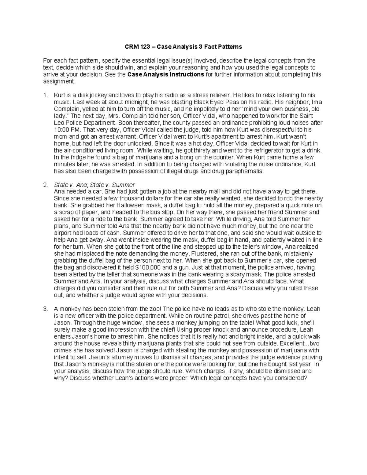 CRM123 Case Analysis 3: Legal Issues and Fact Patterns Explained - Studocu