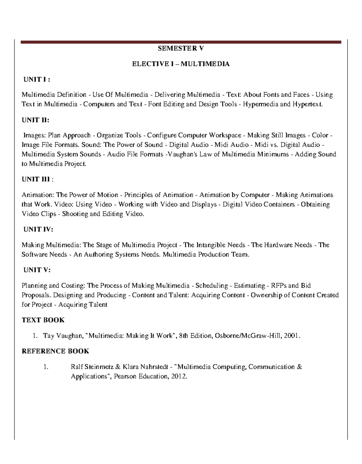 Multimedia Concepts and Applications - Elective I - SEM V Notes - Studocu