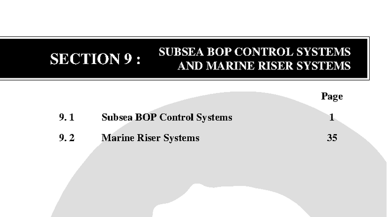 Lecture 8-9: Subsea BOP Control & Marine Riser Systems Overview - Studocu