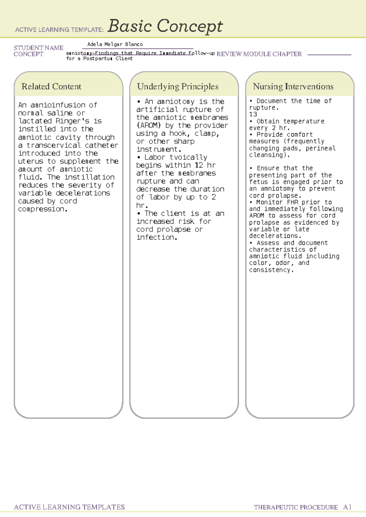 Amniotomy Follow-up Findings for Postpartum Clients: A Review - Studocu