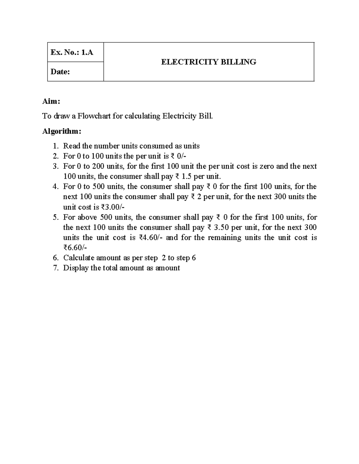 GE3171 PSPP LAB Manual - ctgug - Ex. No.: 1 ELECTRICITY BILLING Date ...