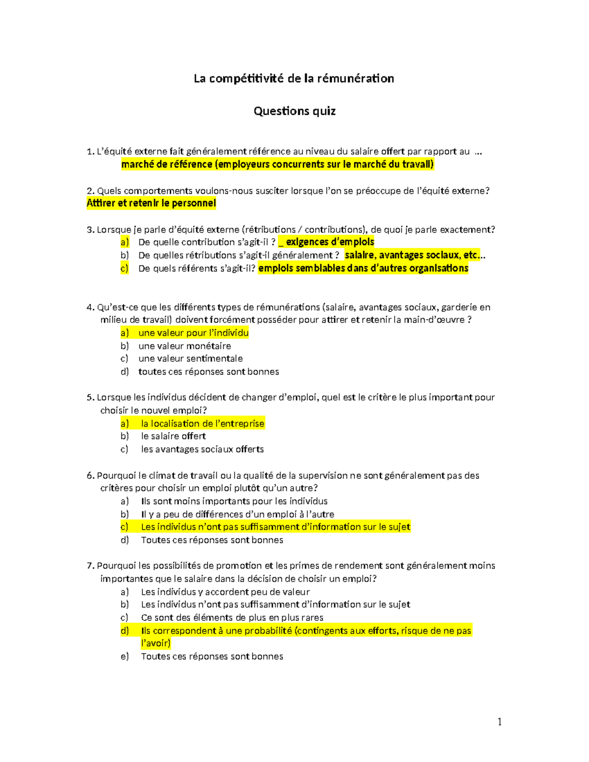 Questions quiz sur la compétitivité - La compétitivité de la ...