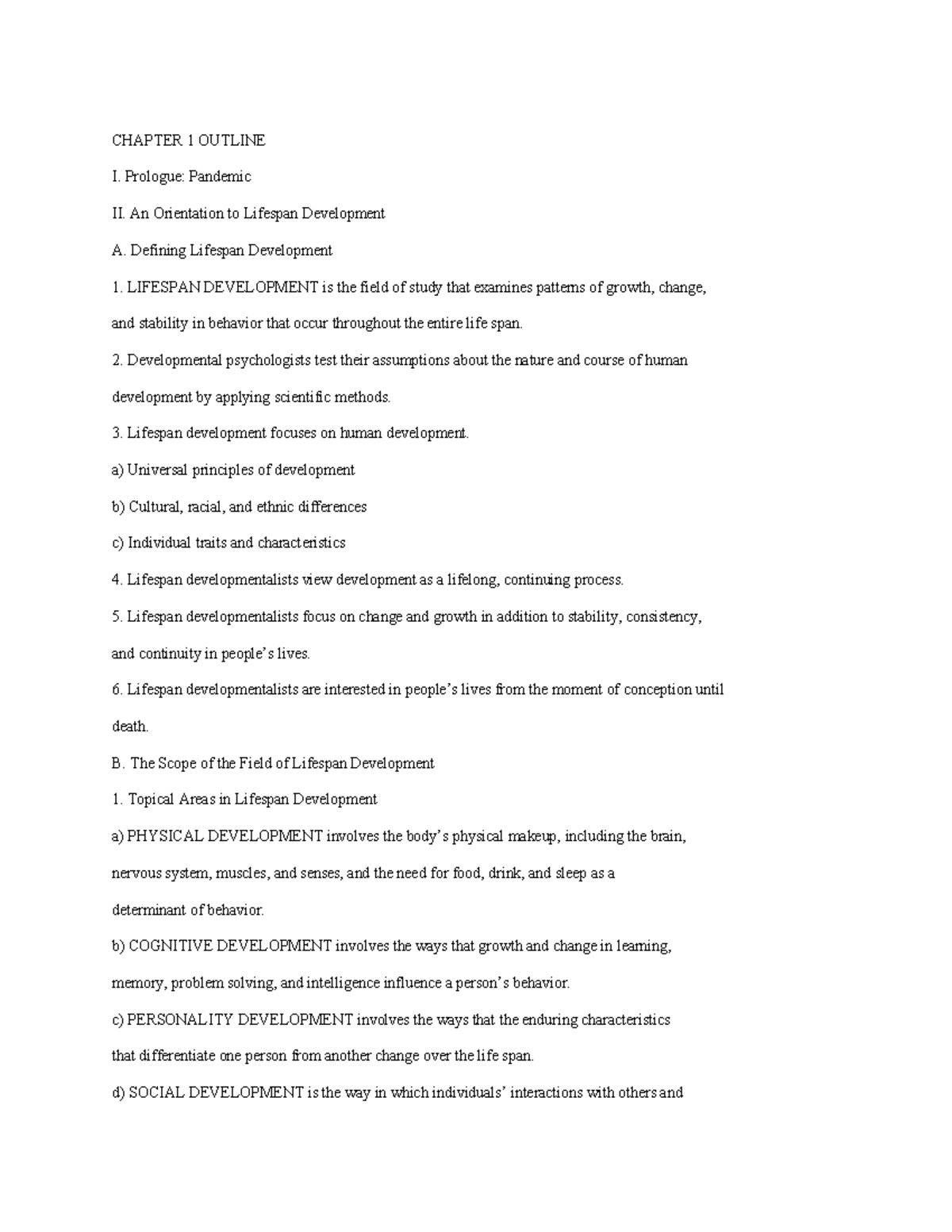 Lifespan Development: Chapter 1 Outline on Growth and Change - Studocu