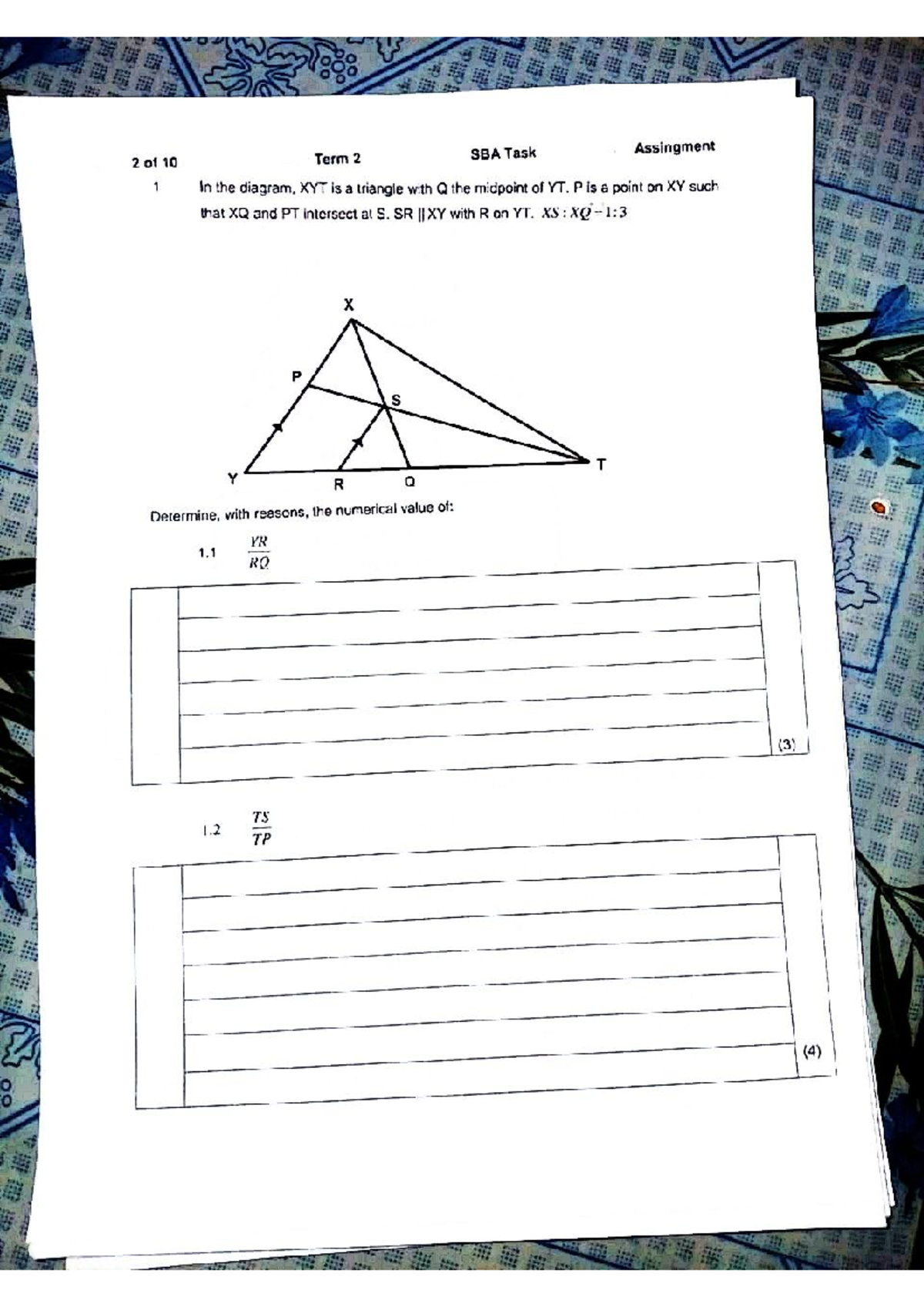 Term 2 SBA Maths Assignment: Triangle and Circle Geometry Problems ...