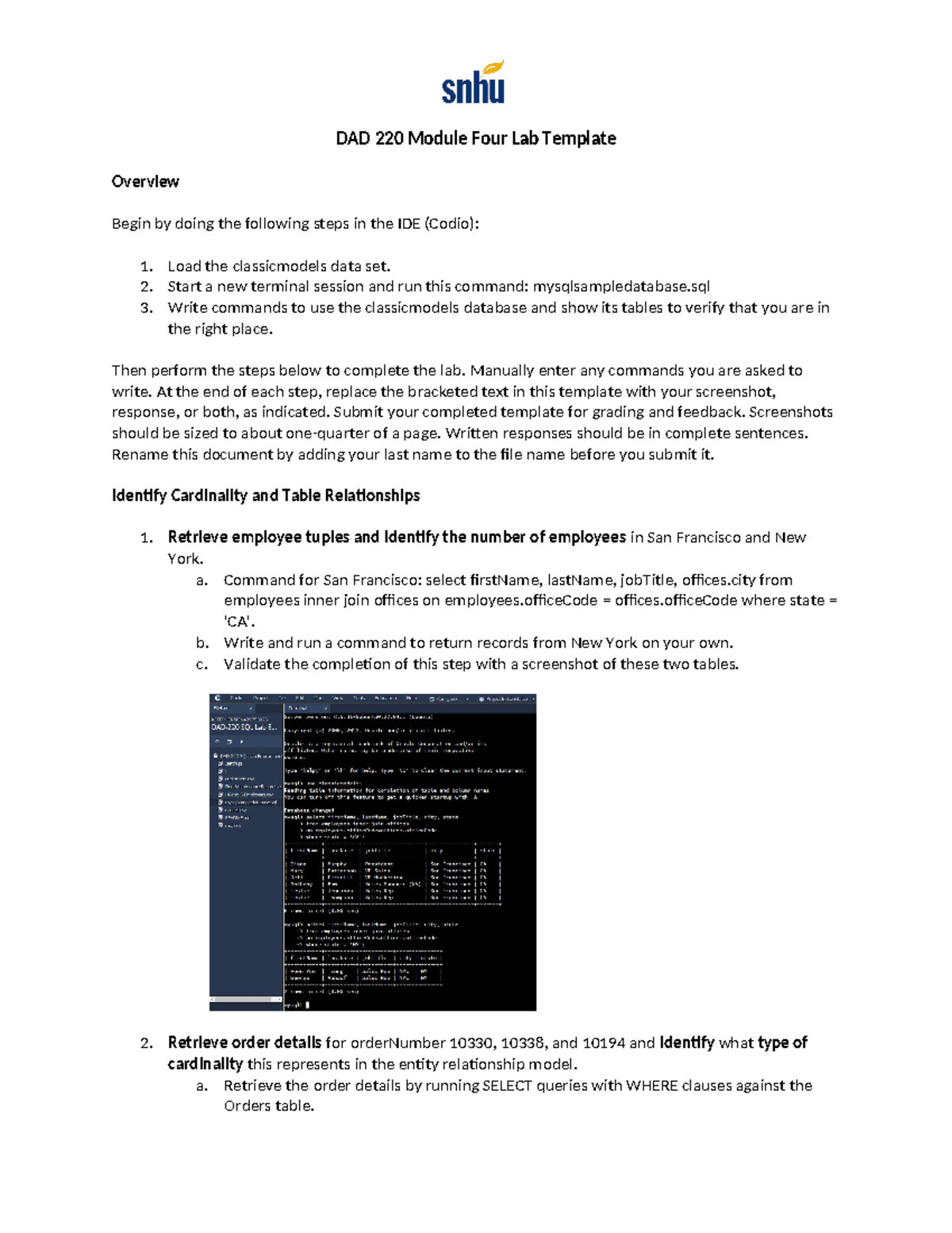 DAD 220 Module Four Lab Instructions and Cardinality Overview - Studocu
