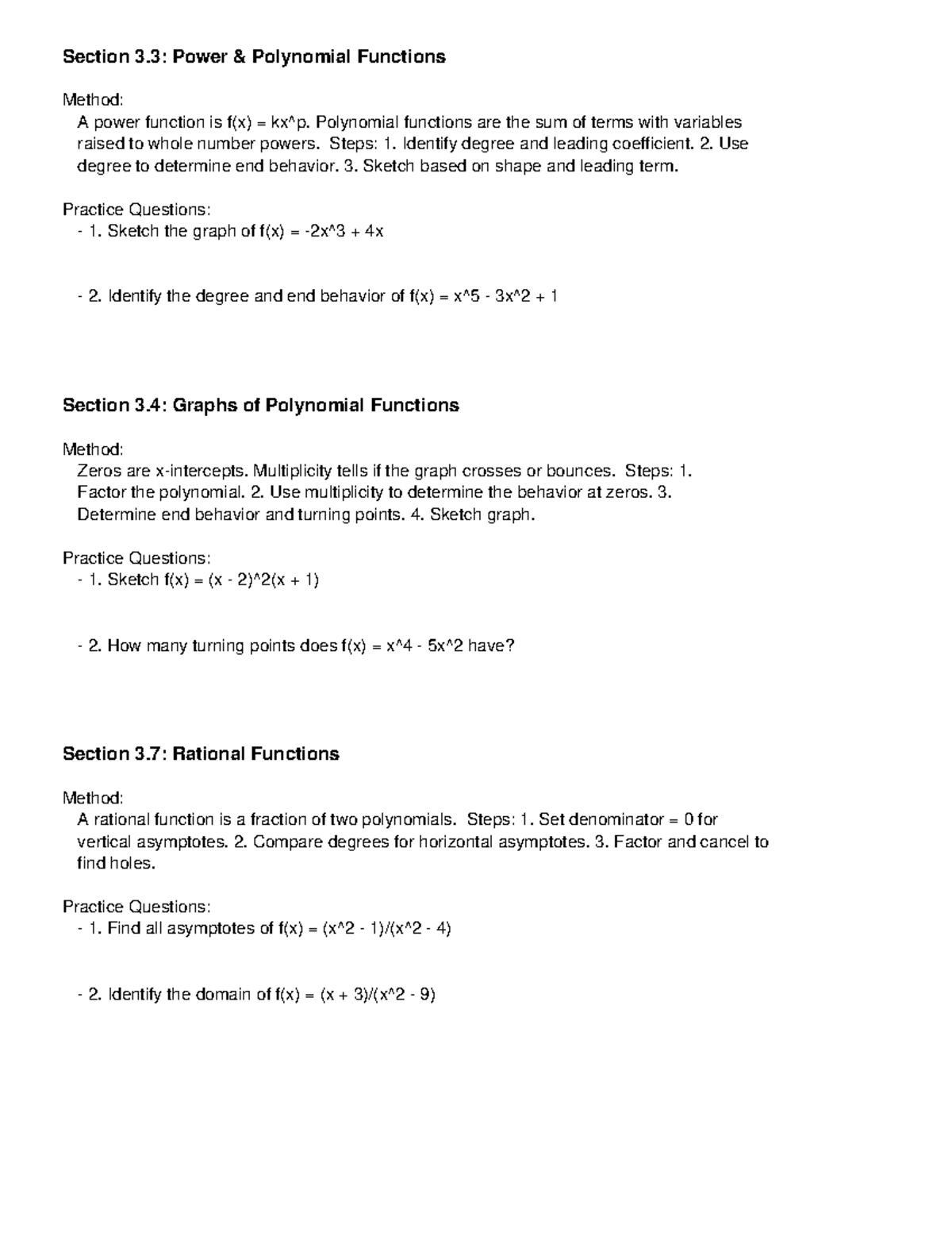 Precalculus Study Guide: Polynomial & Exponential Functions Overview ...