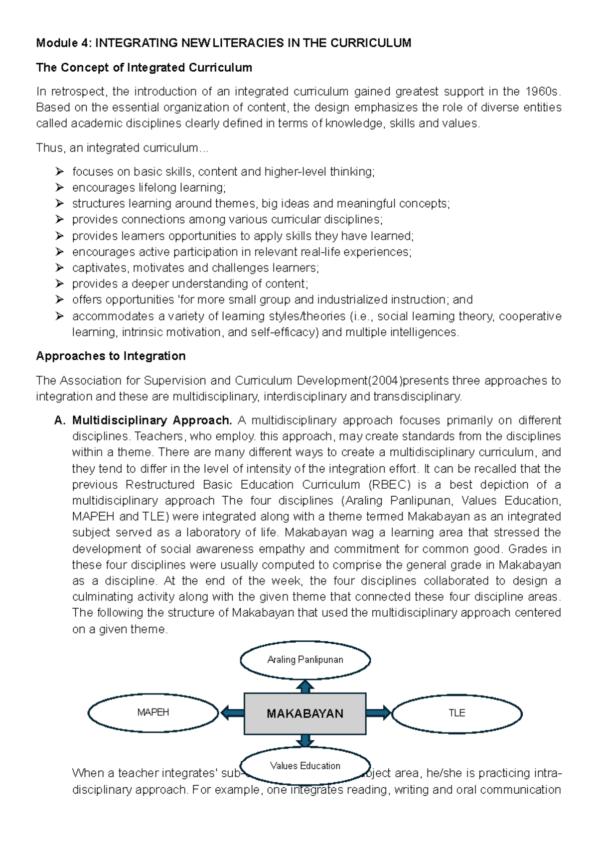 Module 4: Integrating New Literacies in the Curriculum Overview - Studocu