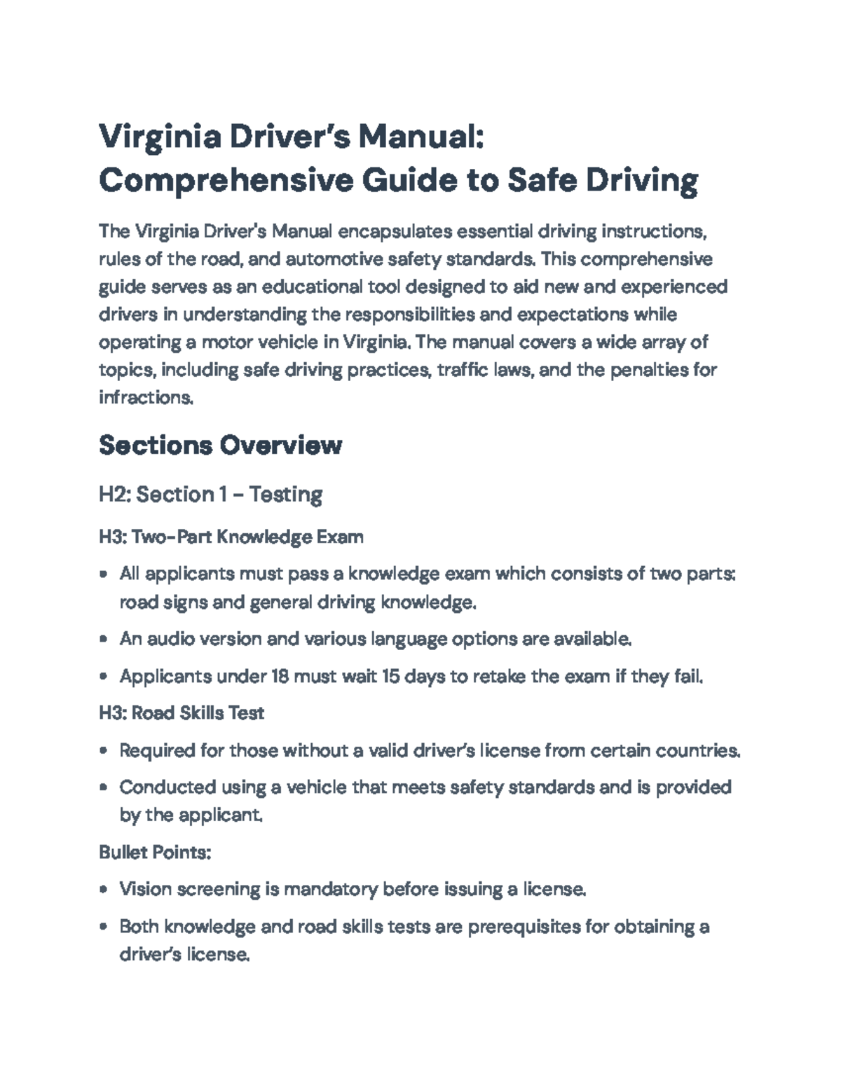 Virginia Driver's Manual: Key Safe Driving Strategies & Guidelines ...