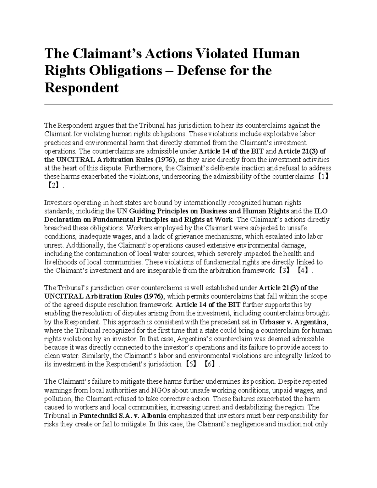 The Claimant 4 - Good - The Claimant’s Actions Violated Human Rights ...