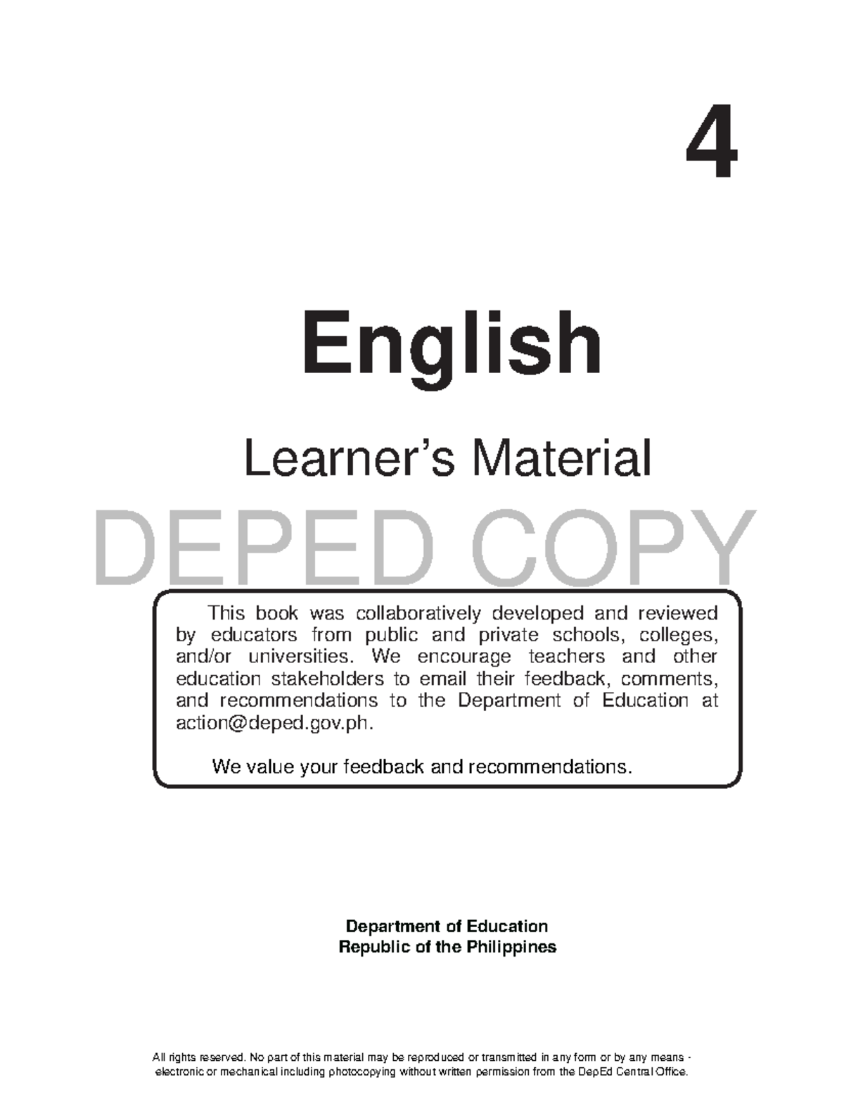 English 4- Learning Material - DEPED COPY i 4 English Learner’s ...