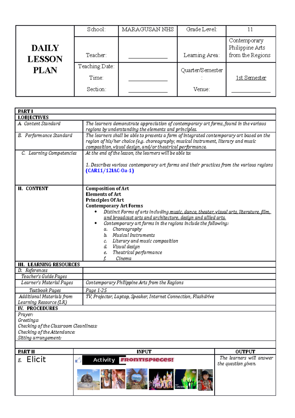 Various Contemporary Art Forms, Elements and Principles of Art - DAILY ...