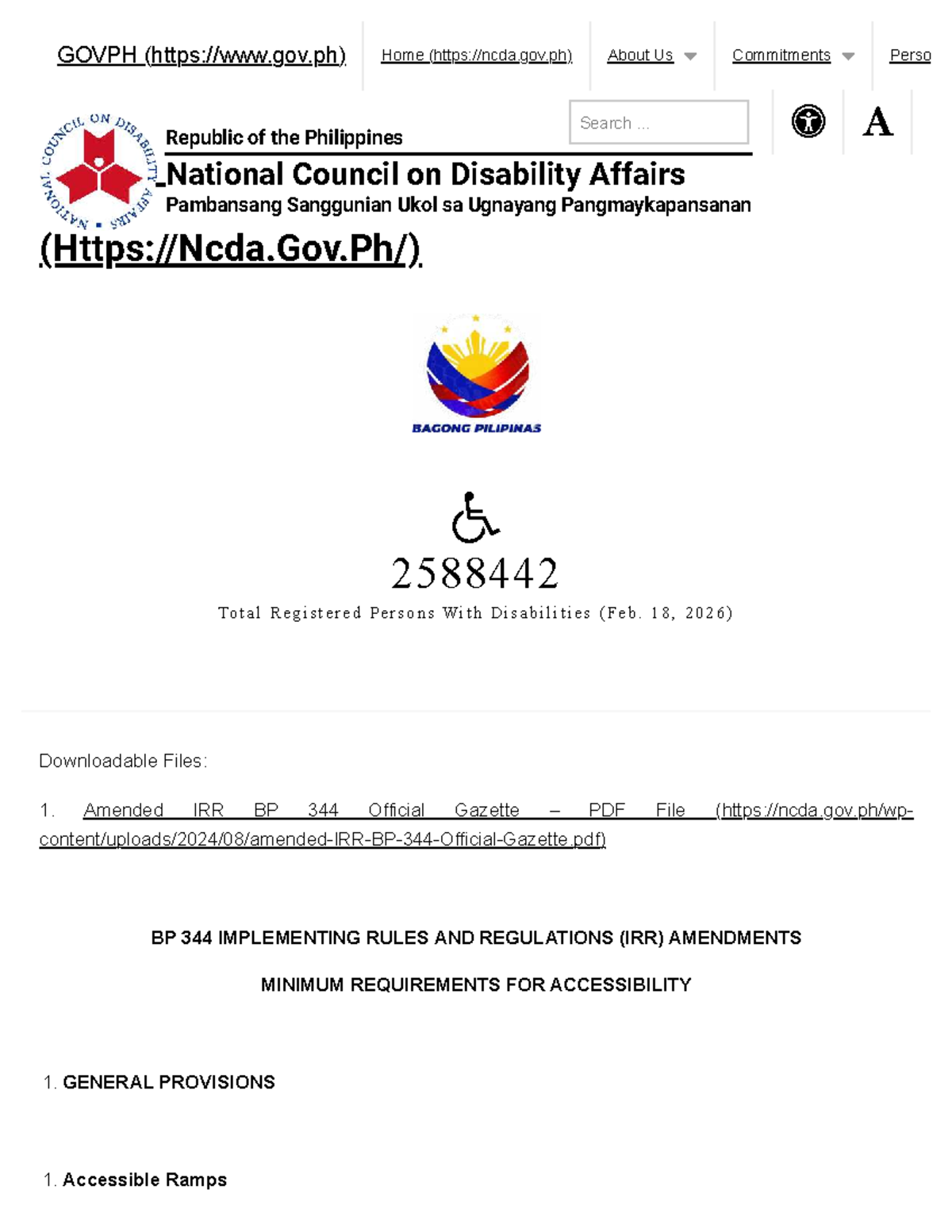 2024 Revised IRR of BP 344: Accessibility Guidelines for PWDs - Studocu